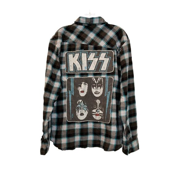 Unbranded | Shirts | Kiss Xxmek8 Upcycled Flannel Shirt Long Sleeve ...